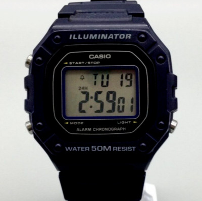 Casio Illuminator Watch Men 3224 W-218H 42mm Blue Digital Day Date ...