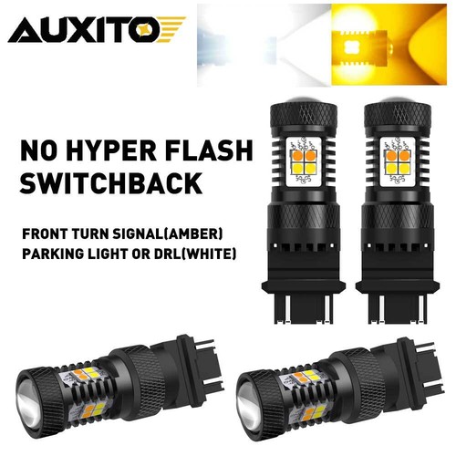 4X Super Bright 3157 4157 LED Switchback Turn Signal Amber White Light ...