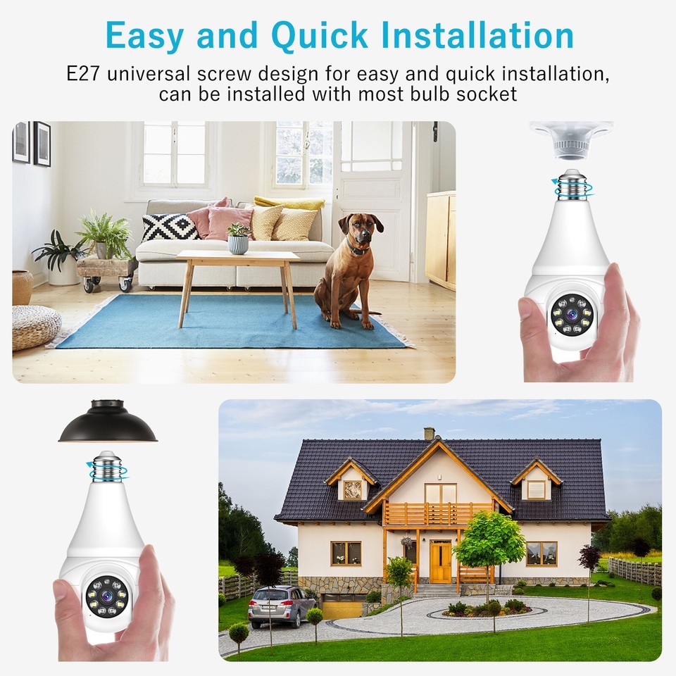 Panoramic Bulb Camera Wireless E27 Bulb Camera PTZ 360 Rotation WiFi Camera | eBay