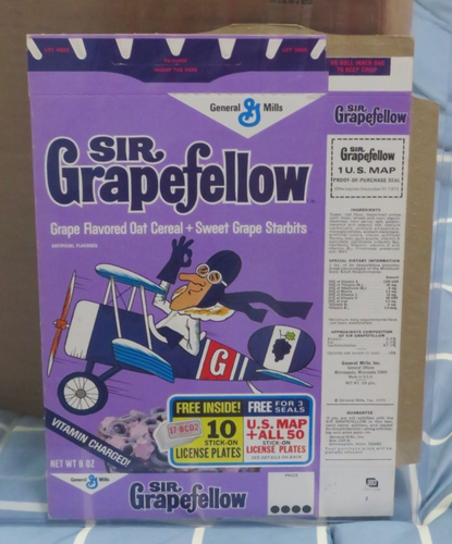 1 of 1 - Vintage 1972 series 5 Sir Grapefellow Cereal Box mint prod ...