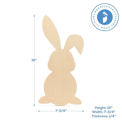 Large Wooden Bunny Cutouts 16" x 7-3/4", DIY Easter/Nursery Decor ...
