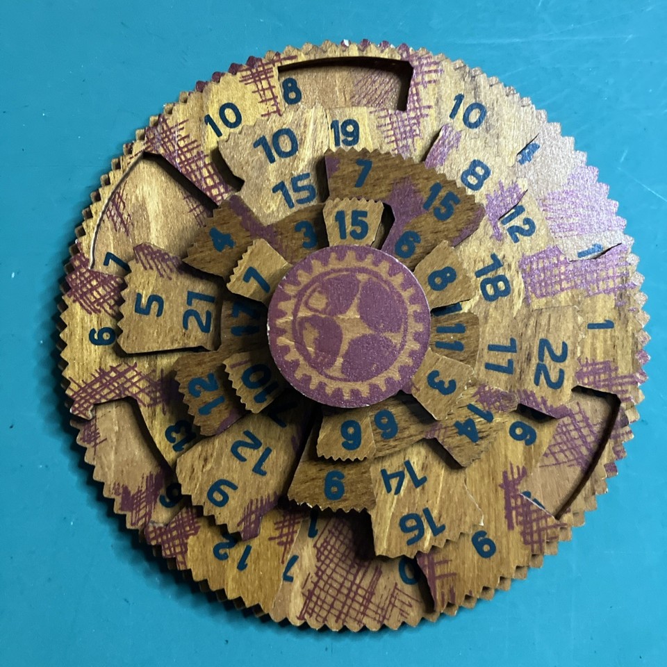 Vintage Wooden Greek Computer Math Dial Puzzle. Calculator/Educational ...