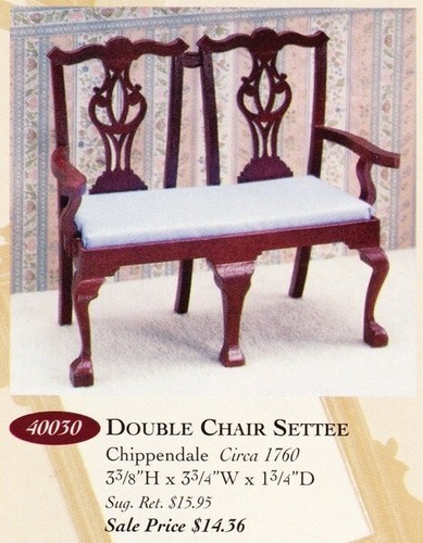 40030 Dollhouse Chippendale Double Chair Settee THoM Artisan Finished ...