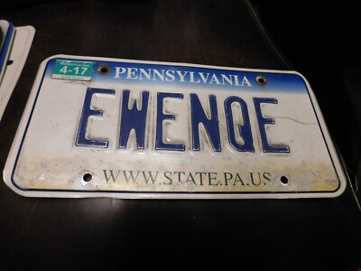 Pennsylvania License Plate PA # EWENQE Tag Expired before 2019 Vanity ...