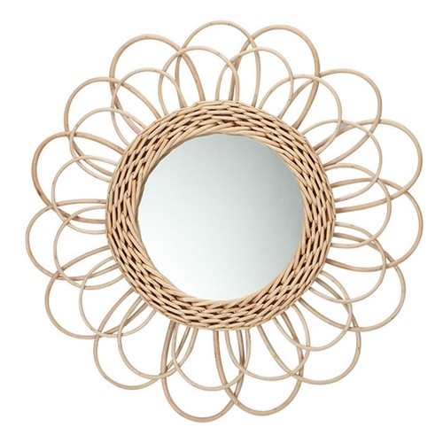 Rattan Sunburst wall Decor,Rustic Handwoven Art Decoration Round Makeup ...