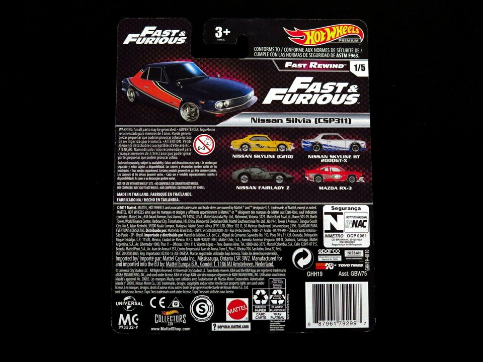 Hot Wheels Fast & Furious Fast Rewind Nissan Silvia CSP311 Premium Die ...