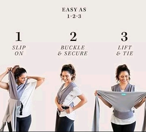 Moby Easy-Wrap Carrier Baby Carrier Grey | eBay