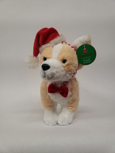 Plush Corgi with Santa Hat Headband FAO Schwarz Sparklers Wear and ...