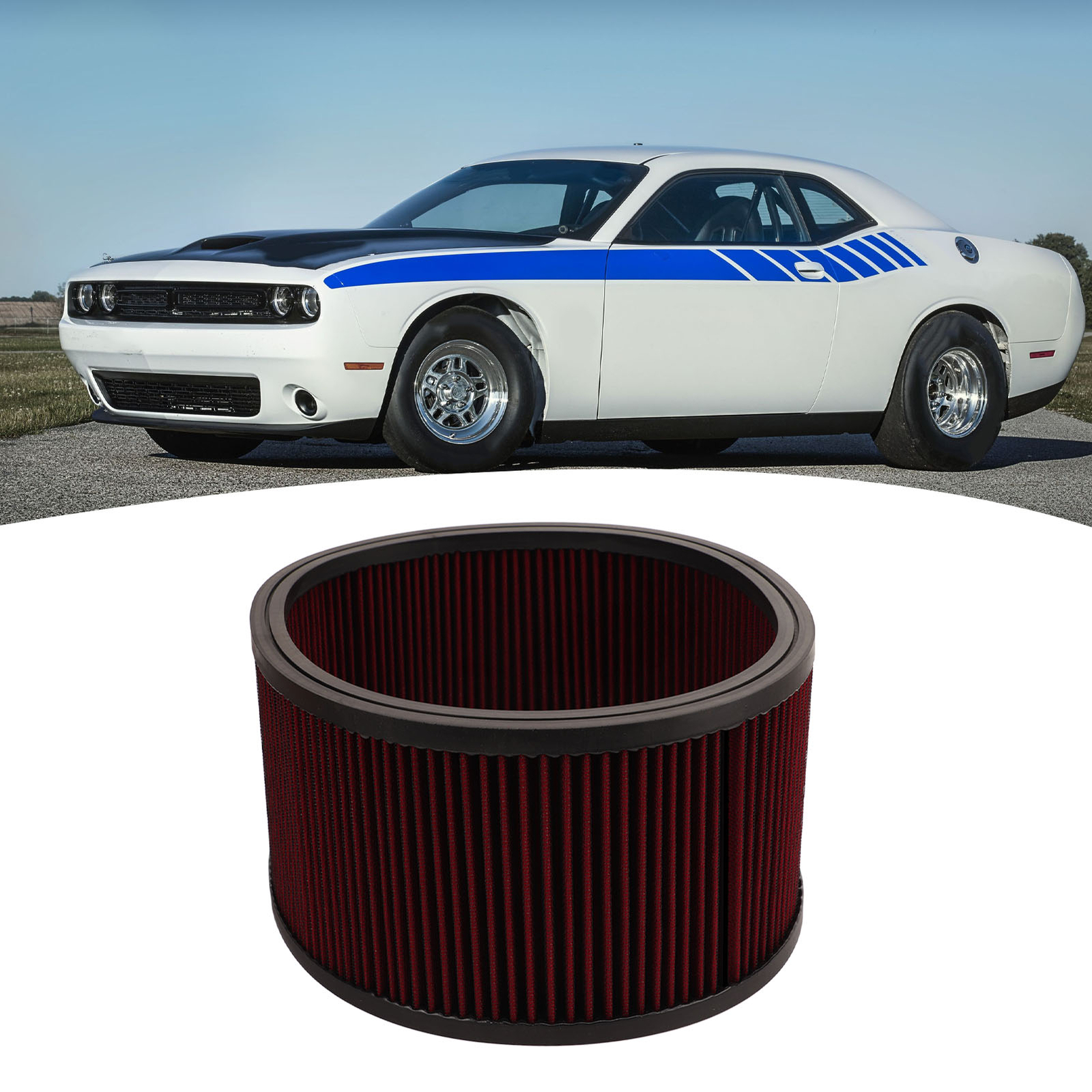 .* Red Round Washable Air Filter Element Washable Reusable High Flow ...