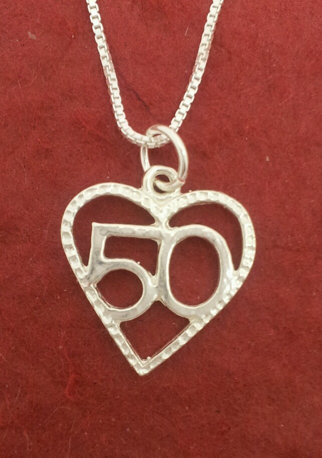 Sterling Silver 50 Necklace solid 925 pendant and chain number fifty ...