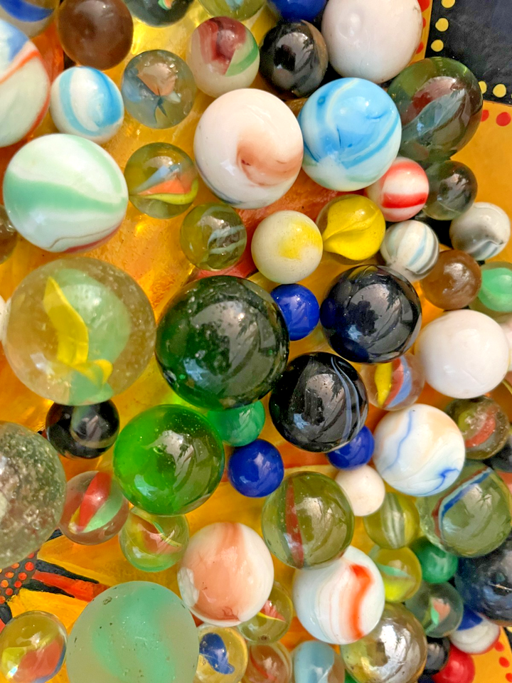 Lovely Old Collection Antique Slag Glass Spiral Playing Marbles Nelsy ...