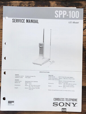 Sony SPP-100 Telephone Service Manual *Original* | eBay