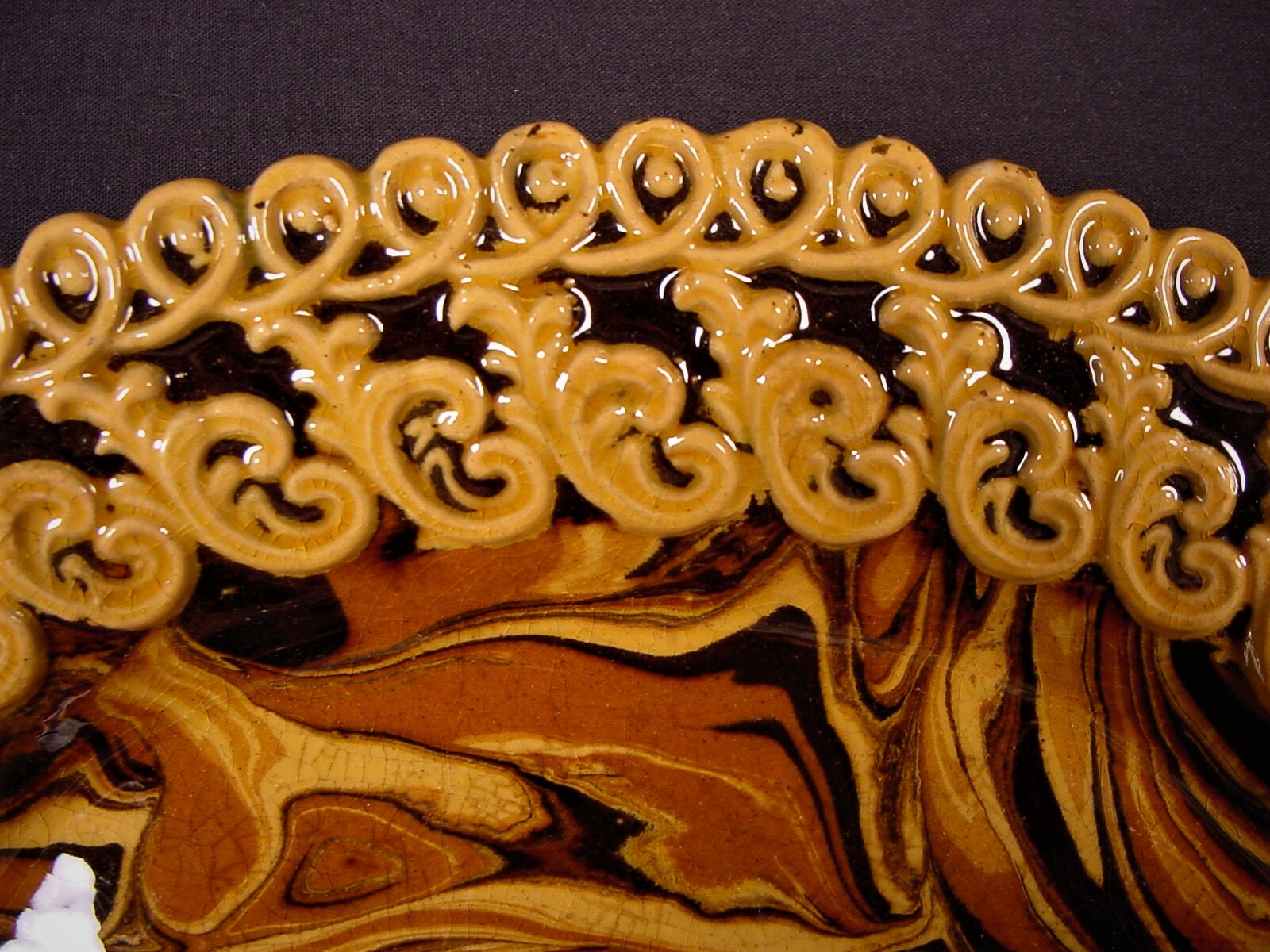 EXTREMELY RARE 1800s MARBLED AGATE PLATTER MOCHA WARE AGATEWARE YELLOW ...