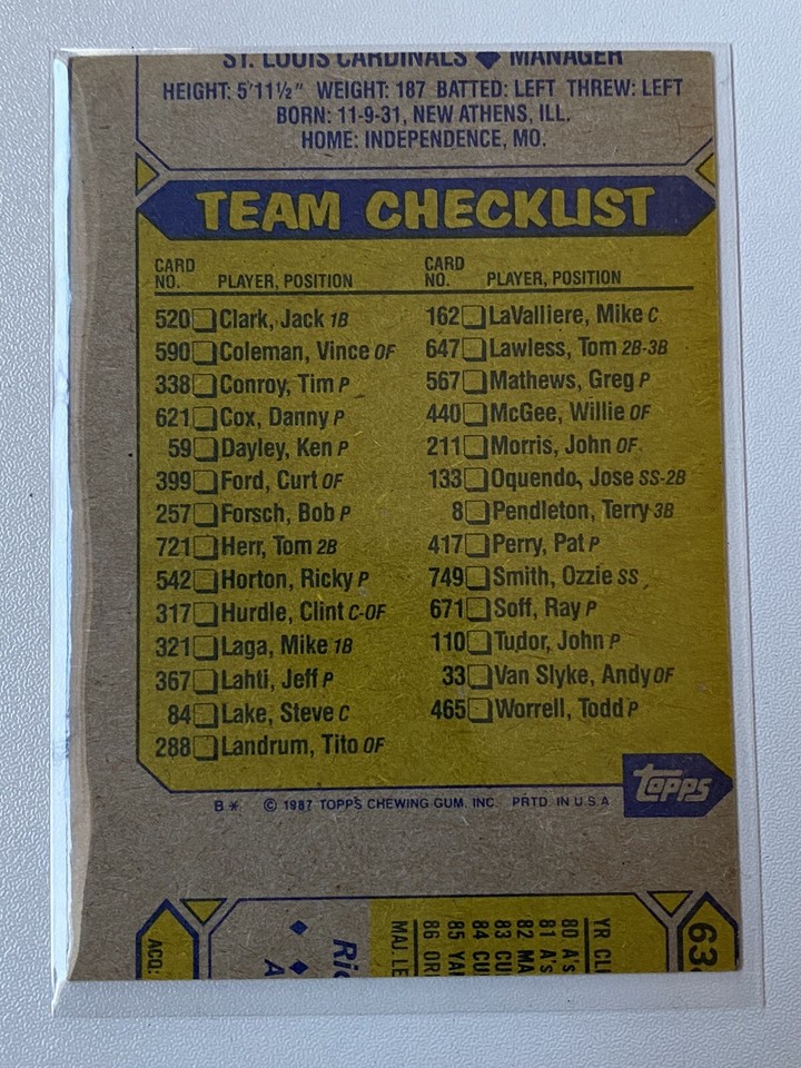 ERROR CARD 1987 Topps Keith Hernandez Mets Misprint & Different Back ...