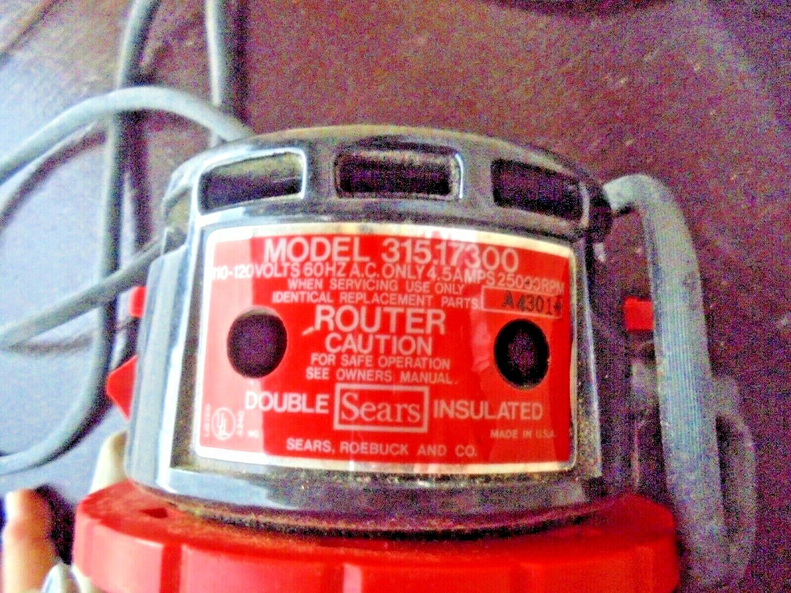 ROUTER (SEARS MODEL 315.17300) | eBay