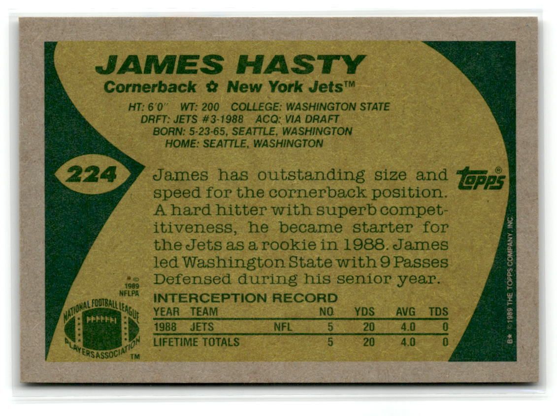 1989 Topps - #224 James Hasty (RC) for sale online | eBay