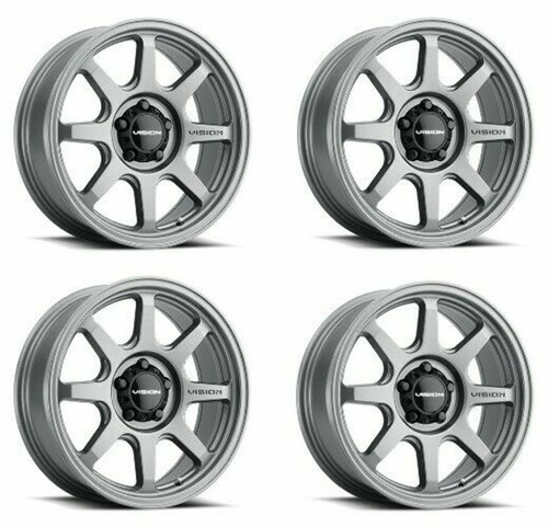 Set 4 16" Vision Off-Road 351 Flow Satin Grey Wheels 16x8 5x5.5 Truck ...
