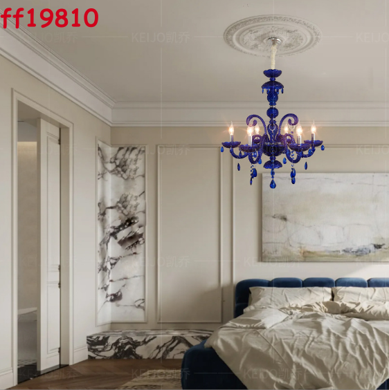 Luxury Royal Blue Crystal Pendant Lights Ceiling Candle Dish Lamp ...