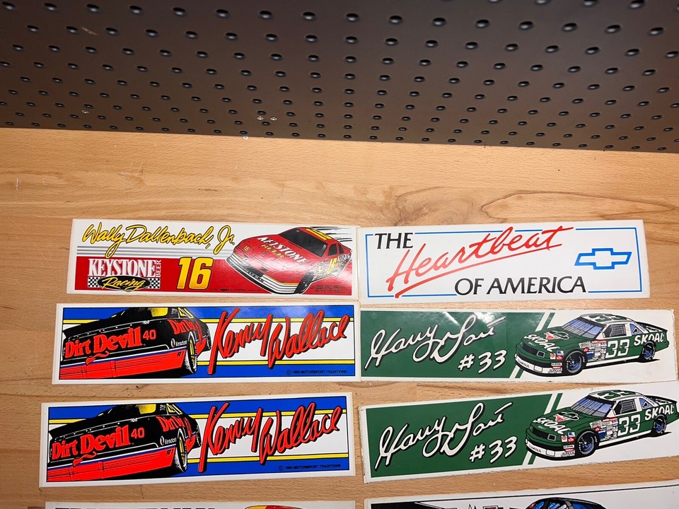 Vintage Stock Car Racing Bumper Sticker NASCAR Lot Chevy Skoal Irvan ...