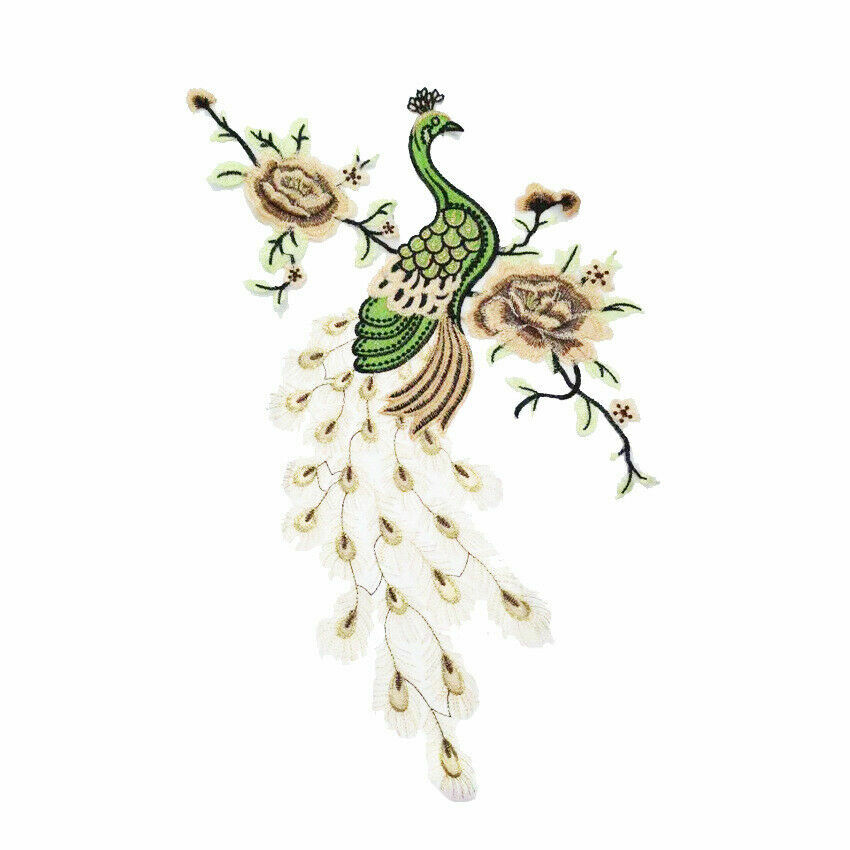 Peacock Embroidered Patches Flower Sew on Applique Clothing Sewing DIY ...
