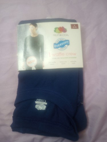 NEW FRIUT OF THE LOOM RINGSPUN EVERSOFT COTTON WAFFLE CREW BLUE SIZE M ...