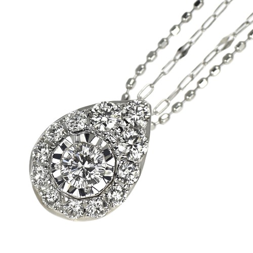 K18WG Sakura Cut Diamond Pendant Necklace 0.154ct 0.35ct - Auth free ...
