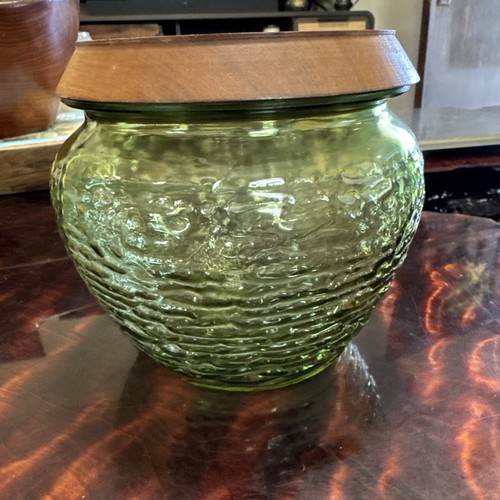 Vintage 1960’s National Pottery Green Glass Humidifier Lidded Tobacco ...