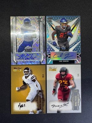(4) Leaf Wild Card Auto Michael Carter Cade Johnson Mike Rose Martin ...