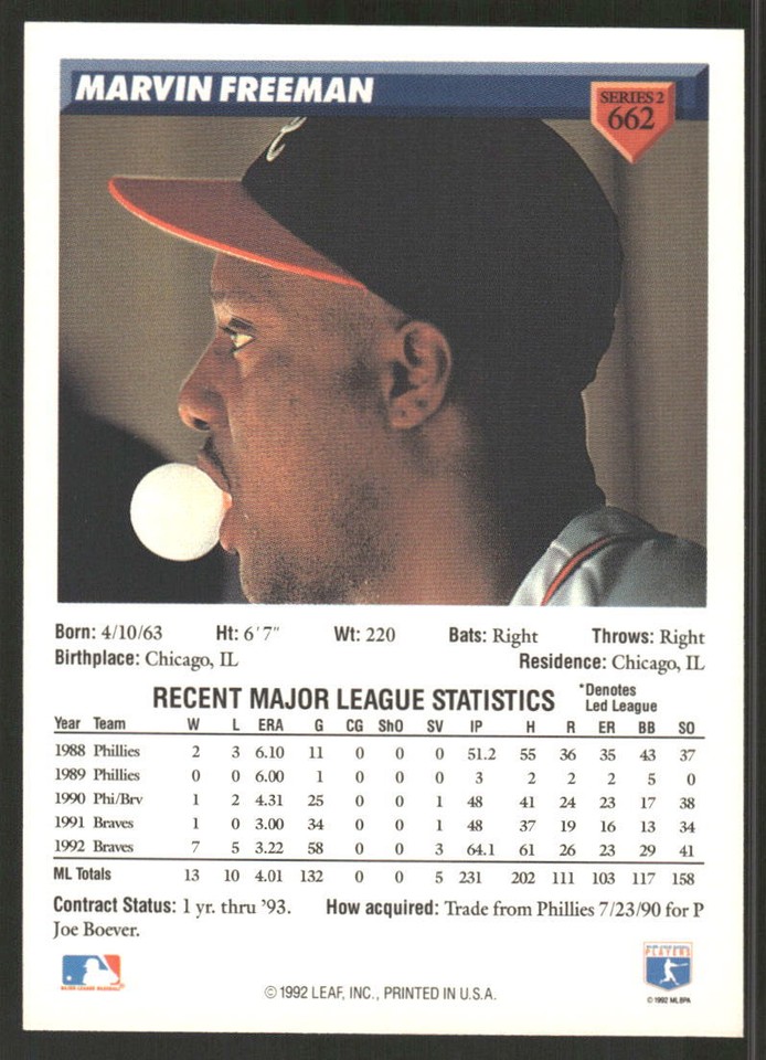 1993 Donruss #662 Marvin Freeman | eBay