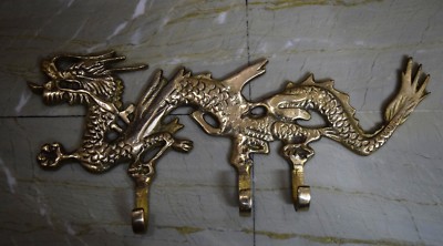 Chinese Dragon Shape Hook Hanger Brass Victorian Style Brass Wall Decor ...
