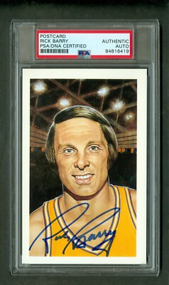 Rick Barry Ron Lewis Art Hall of Fame Postcard PSA/DNA Encased ...