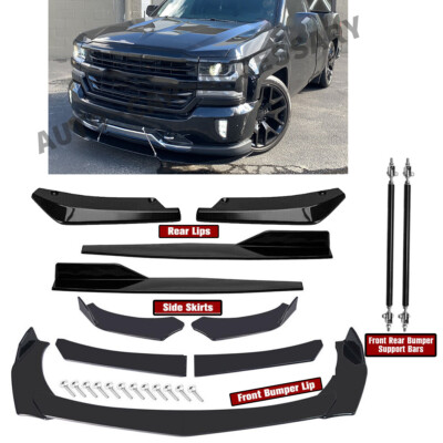 For Silverado 1500 Front Rear Bumper Lip Spoiler Splitter Body Kit Side ...