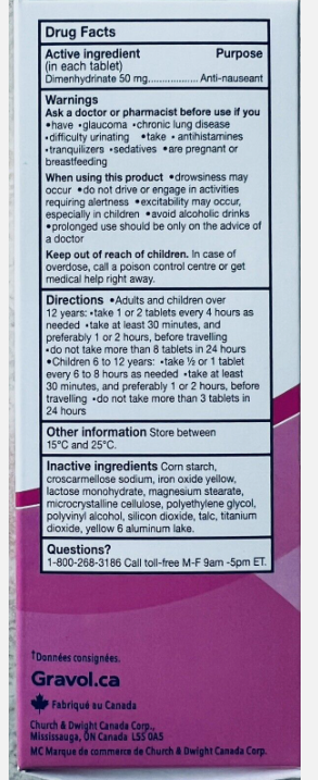Gravol Nausea Relief Easy to Swallow Tablets 50 mg (80 Count) SHIP USA ...