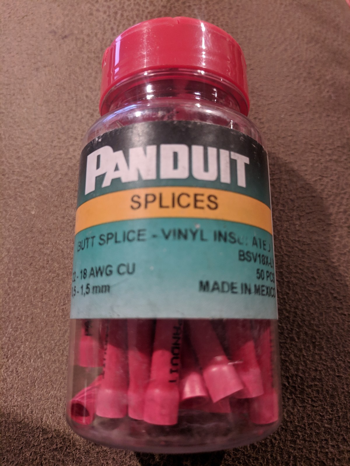 PANDUIT Butt Splice Connector,Red,.5-1.5mm, PK50, BSV18x-ly | eBay