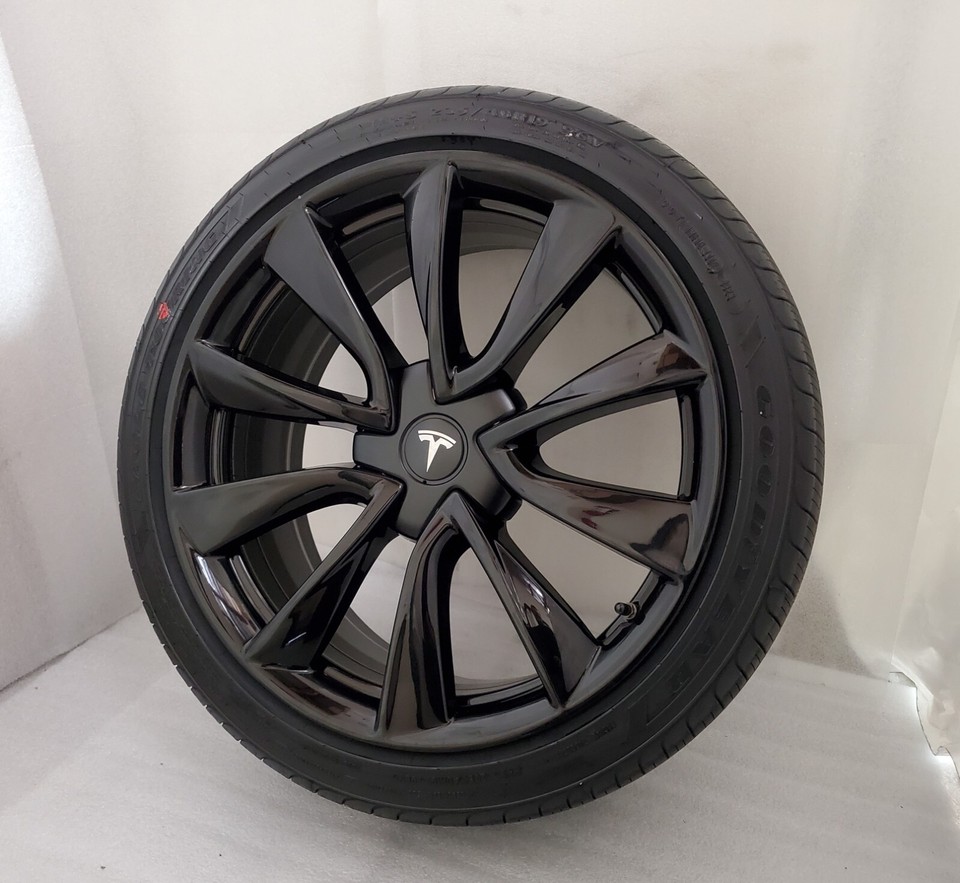 New Tires + TPMS + Original 19" Tesla OEM Model 3 Black Wheels Rims ...