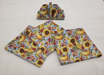 Fall Pumpkin Sunflowers Corn Cloth Napkins (Set of 4) | eBay