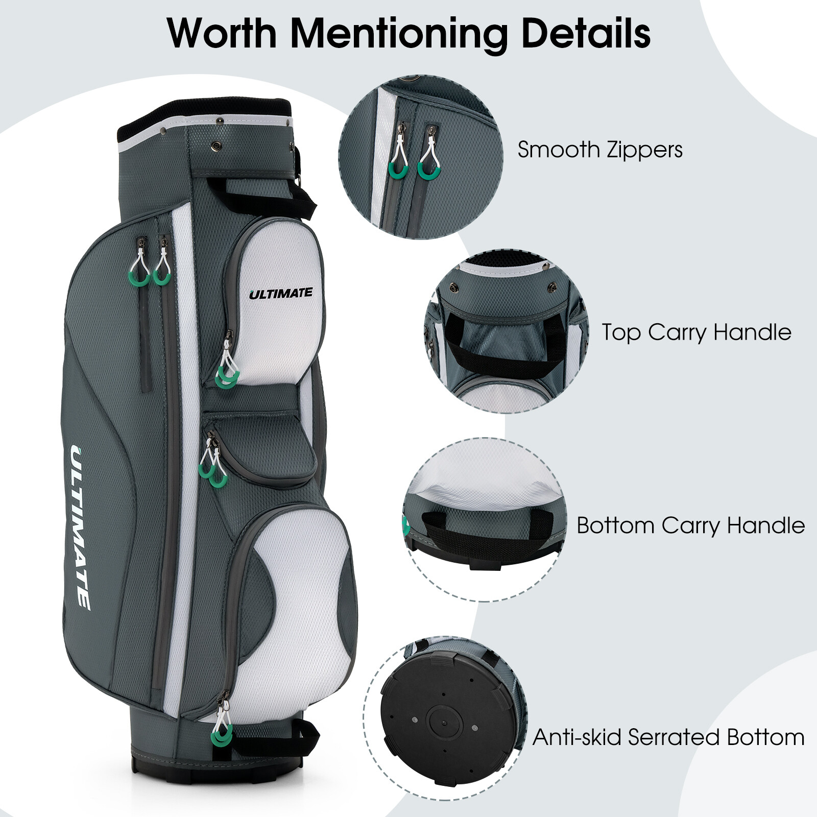 Golf Stand Bag, Lightweight Golf Cart Bag w/ 14 Way Top Full-Length ...