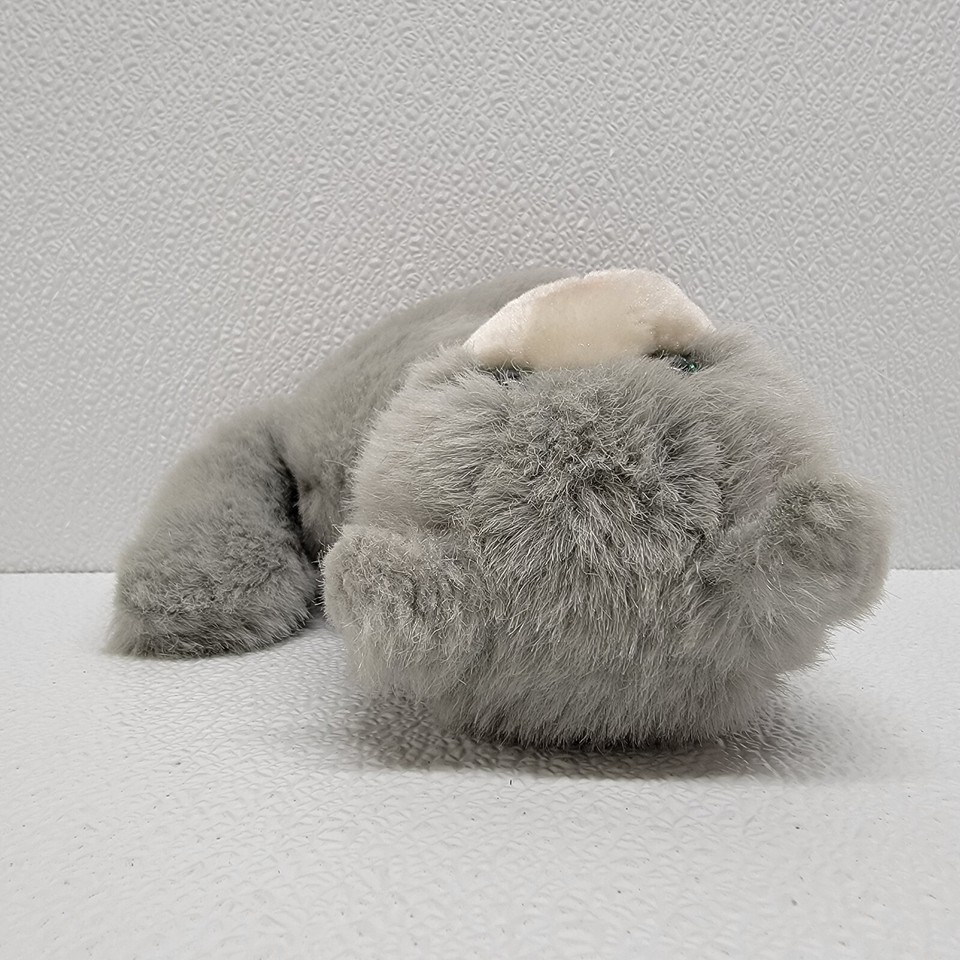 Vintage ASPCA 24K Cat Plush Gray Stuffed Toy Green/Blue Eyes Animal ...