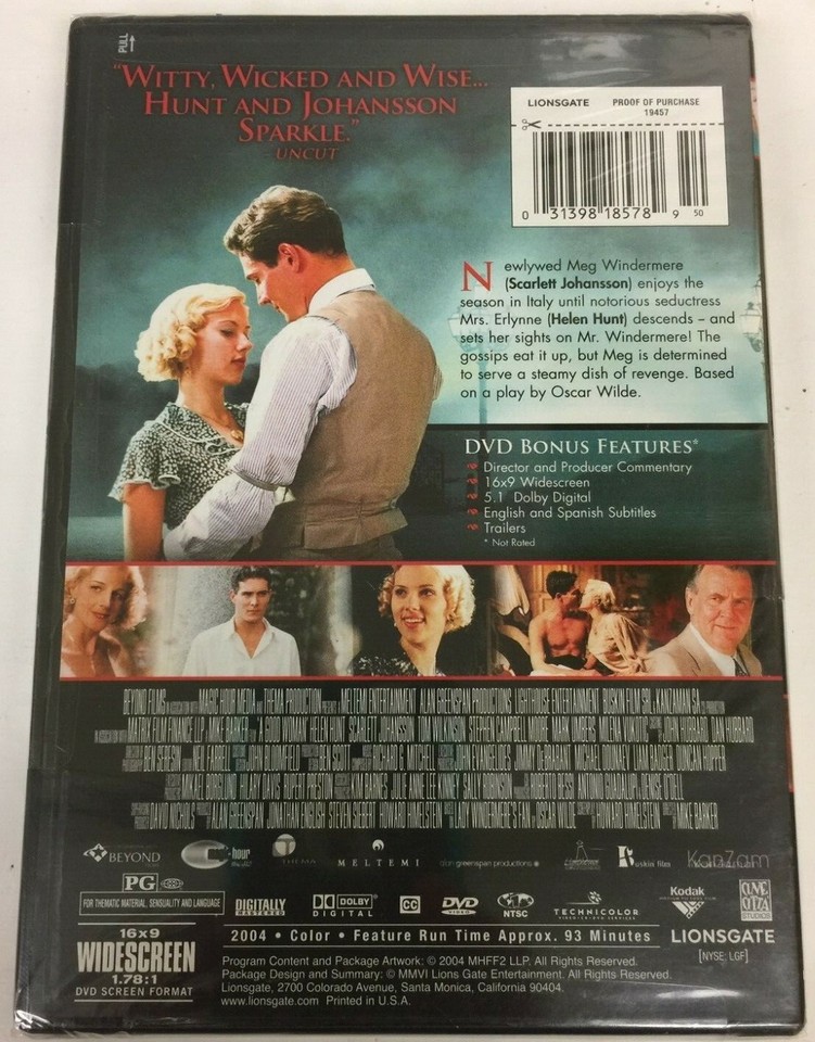 Brand NEW Sealed A GOOD WOMAN Helen Hunt DVD Scarlett Johansson 2004 ...