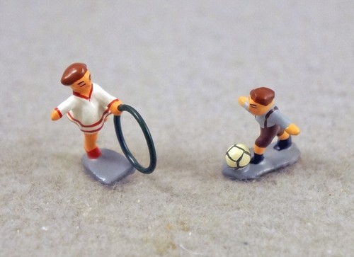 J Carlton Gault French Miniature Figurine Girl w Hula Hoop Boy w Ball ...