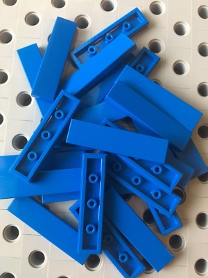 Lego 1x4 Blue Tiles Smooth Finishing Flat Modular Buildings New 25 Pcs ...