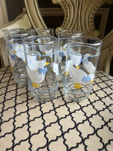 1980s Vintage Libby Country Goose Blue Bows Striped 16 oz. Tumblers ...