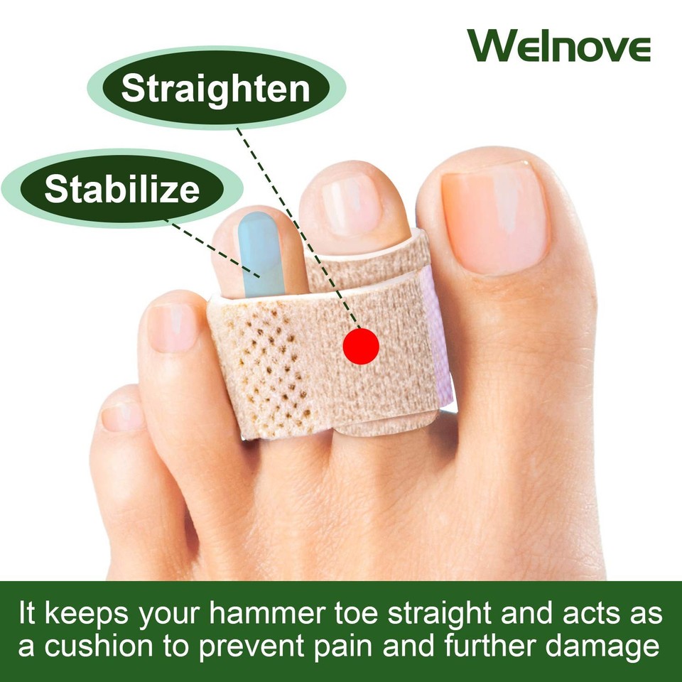 6Pcs Hammer Toe Straightener Hammer Toe Splints Toe Cushioned Bandages ...