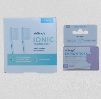 2 Dr Tung's IONIC Toothbrush Head Replacement Soft Bristles + Perio ...