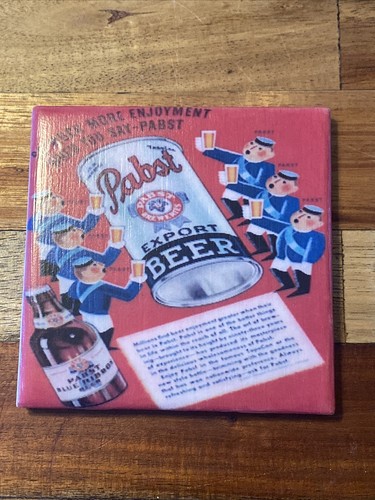 Coaster….Pabst Beer……Ceramic Table Handmade Coasters. Cork Backing. New ...