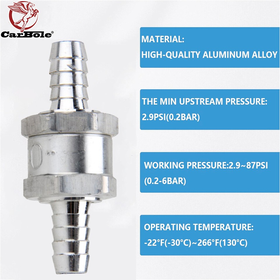 3/8" 10mm Fuel Line One Way Non Return Check Valve Aluminum Petrol ...