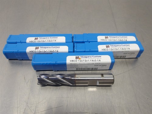 5 NEW! Niagara Cutter 1/2" HSCO Roughing Endmill 4FL 1.25"LOC 3"OAL ...