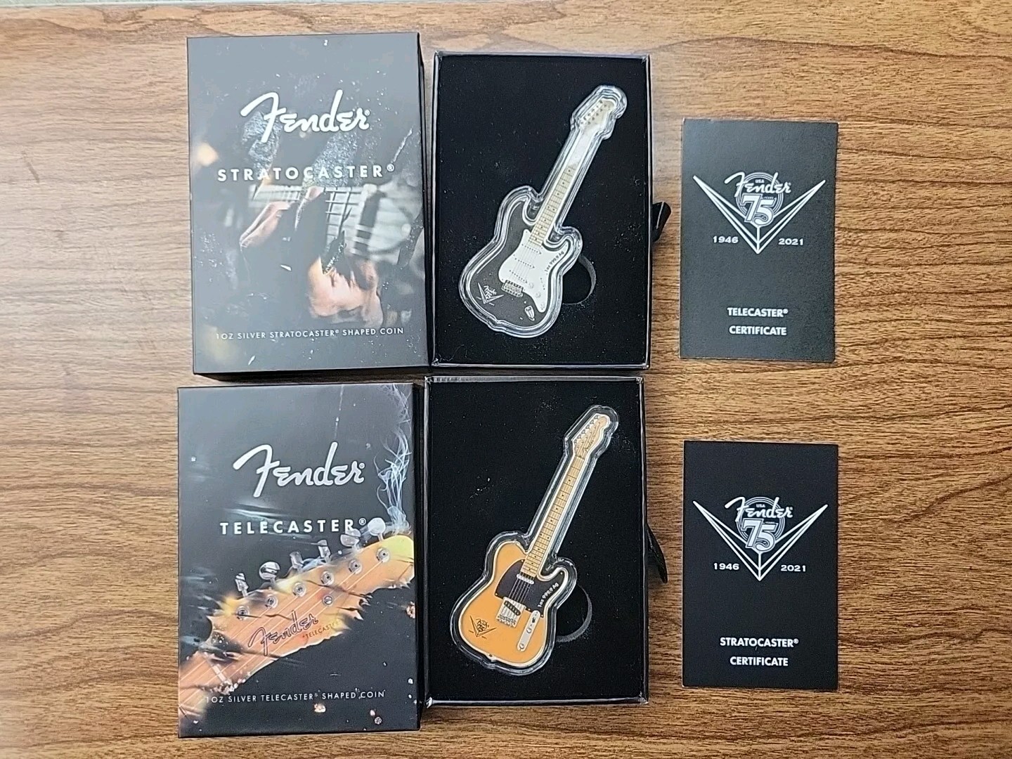 2021 Silver Fender Telecaster Guitar & Stratocaster Guitar 1oz coins ...