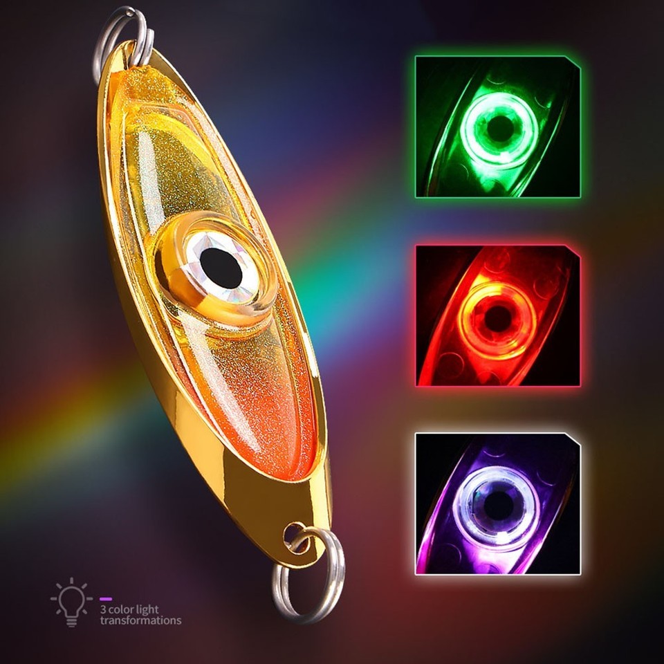 2PCS LED Fishing Lure Bait Light Slant Slice Fisheye Design for Night ...