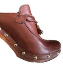 Yves Saint Laurent Studded Tassle Clogs Wood Heel Brown Sz 40 Authentic ...